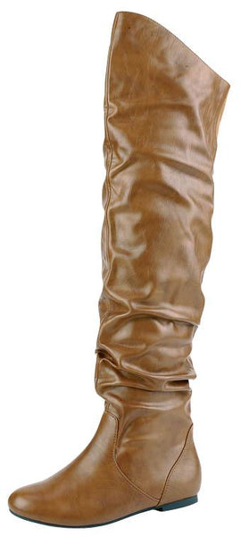 VICKIE HI - TAN THIGH HIGH BOOTS – Hot Miami Shoes